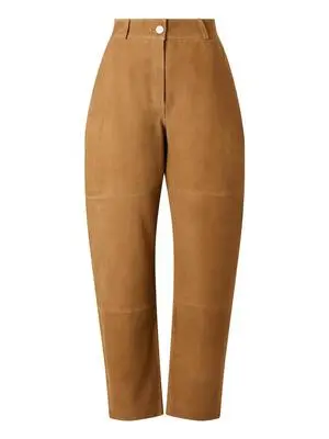 RÓHE Sculptural Paneled Suede Barrel-leg Pants - Brown