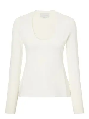 Stella McCartney Ribbed Scoop Neck Jersey T-shirt - Neutrals