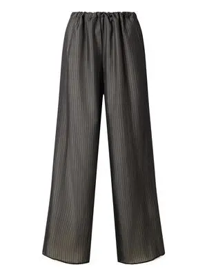 KALLMEYER Cairo Striped Silk And Cotton-poplin Wide-leg Pants - Black