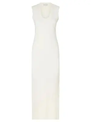 Stella McCartney Ribbed Jersey Midi Dress - Neutrals