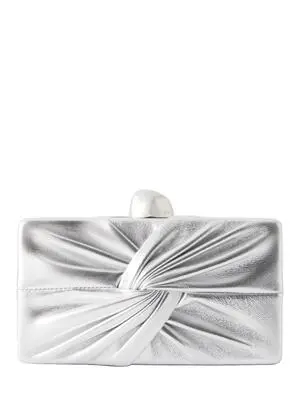 Cult Gaia Cult Gaia Lisse Gathered Leather Clutch Silver