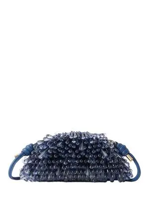 Cult Gaia Jaala Nano Beaded Leather Clutch - Blue