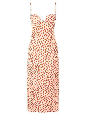 Alaïa Polka Dot Stretch-jersey Sweetheart Neckline Midi Dress - Red