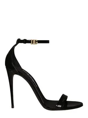 Dolce & Gabbana Patent Leather Logo Stiletto Sandals - Multicolor