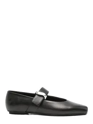 EMPORIO ARMANI Emporio Armani Black Leather Ballet Flats With Buckle Detail