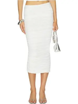 SEROYA Pia Mesh Midi Skirt - Eggshell