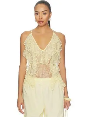 Tularosa Salone Lace Top With Ruffled Trim - Vanilla