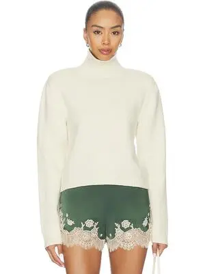 RÓHE Statement Shoulder Cropped Turtleneck Sweater - Cream