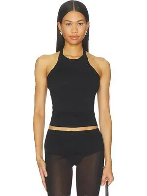 BARELOOM Halter Neck Ribbed Tank - Black