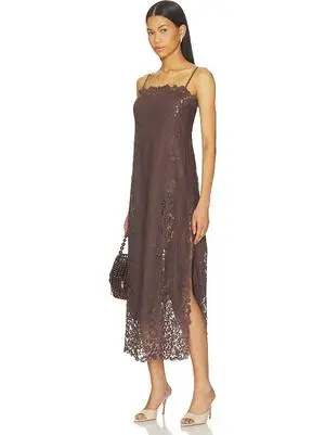 Cult Gaia Brendana Lace Trim Linen Dress - Luwak