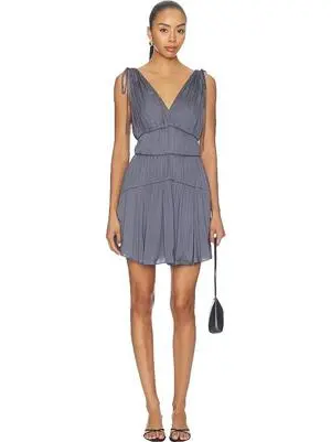 Paige Otis Pleated Satin Dress - Pacific Blue