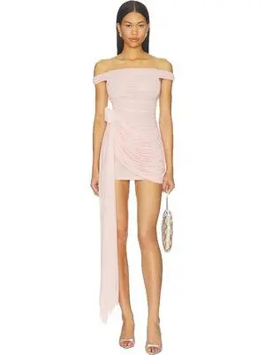 MAYGEL CORONEL Off-the-shoulder Ruched Mini Dress - Quartz