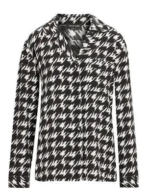 ANINE BING Aiden Houndstooth Crepe Shirt - Black