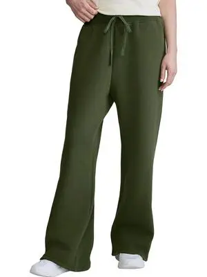 Champion Wide Leg Fleece Sweatpants With Embroidered Logo - Chive