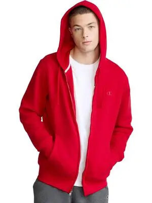 Champion Powerblend Full-zip Hoodie, C Logo - Tango Red