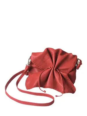 Carlos Falchi Butterfly Lambskin Drawstring Bag - Red