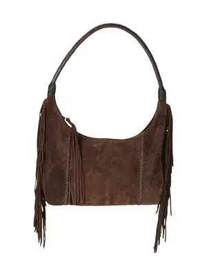 Carlos Falchi Fringe Suede Hobo Bag - Brown