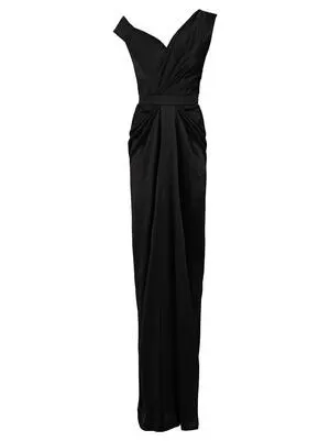 ALINA CERNATESCU One-shoulder V-neck Maxi Dress - Black