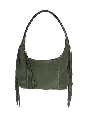 Carlos Falchi Suede Fringe Hobo Bag - Green
