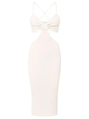 CHIARELLA Chiarella Ribbed Knit Midi Dress With Bow Detail Beige