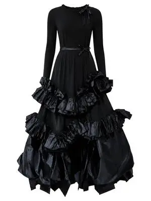 Miro Misljen Rhapsody Dress With Architectural Ruffles - Black