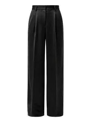 Dries Van Noten Satin Pleated Straight-leg Trousers - Black