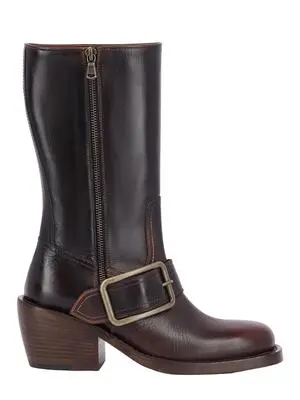 Dries Van Noten Buckled Leather Boots - Brown