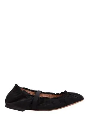 ODISSI Flora Nylon Ballerina Flats With Elasticated Strap - Black