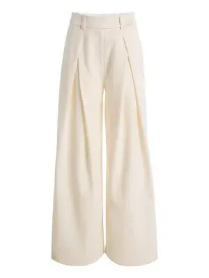 FAVORITE DAUGHTER Pleats For Days Crepe Wide-leg Pants - Ivory