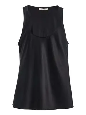 FAVORITE DAUGHTER The Clean Cut Silk-blend Tank Top - Black