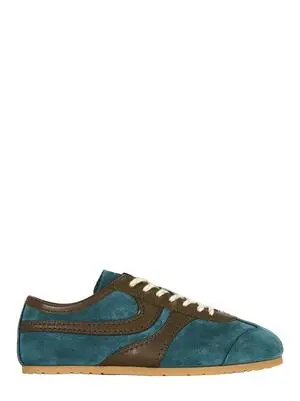 Dries Van Noten Suede And Leather Trim Sneakers - Turquoise