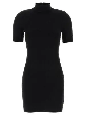 Michael Kors Logo Jacquard Knit Mock Neck Dress - Black
