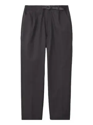 GOLDWIN One Tuck Tapered Stretch Pants With Belted Waist - Black