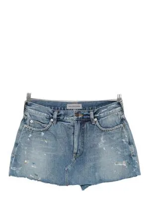Balenciaga Belt-loop Denim Shorts - Gray