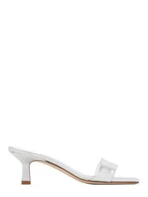 AeydĒ Gilly Square Toe Kitten Heel Sandals - Silver