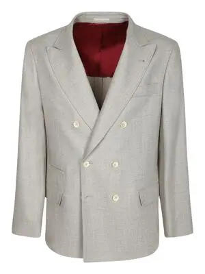 Brunello Cucinelli Long-sleeve Blazer With Lapel Collar - Gray