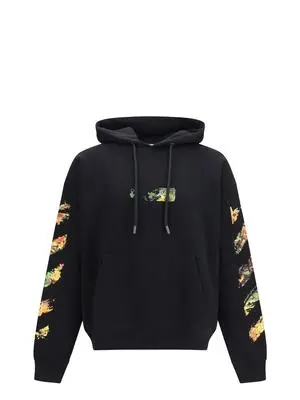Off-White Graphic Print Cotton Hoodie - Black