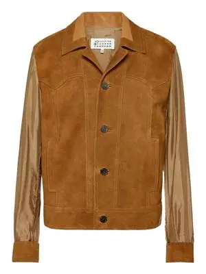 MAISON MARGIELA Suede Leather Jacket With Contrasting Sleeves - Sand