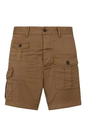 Dsquared2 Cargo Shorts With Distressed Finish And Logo Plaque - Brown
