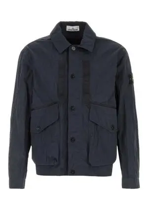 Stone Island Logo Patch Jacket - Blue