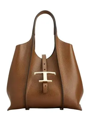 TOD'S Timeless Shopping Bag In Leather Mini - Brown