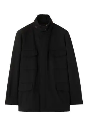 Loro Piana Traveller Field Jacket With Stand Collar And Suede Accents - Black