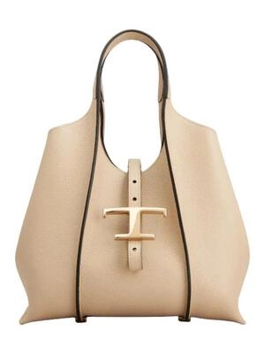 TOD'S Timeless Shopping Bag In Leather Mini - Beige