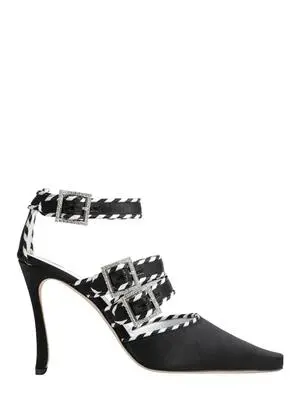 Manolo Blahnik Pointed-toe High-heeled Boots With Straps And Buckles - Black