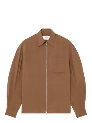 Celine Overshirt In Silk Canvas - Brown