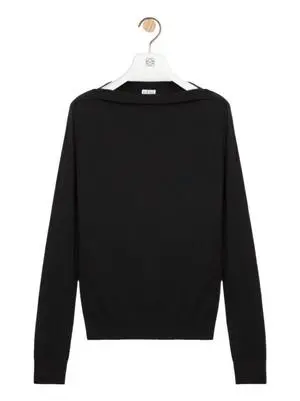 Loewe Merino Wool Sweater With Anagram Embroidery - Black