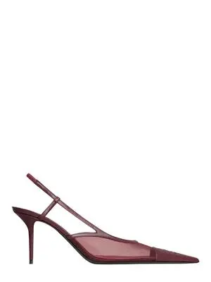 Saint Laurent Renee Mesh Slingback High Heels - Red