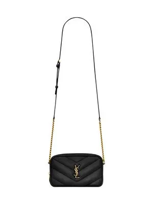 Saint Laurent Loulou Mini Camera Bag In Lambskin - Black