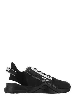 Fendi Nylon And Leather Low-top Sneakers - Black