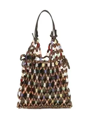 Staud STAUD Karla Bead Embellishment Shoulder Bag Brown